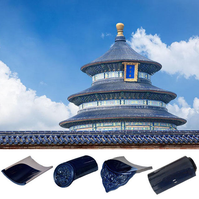 Chinese Blue Ceramic Tile Roofing Glazed For Ancient Thai Temple ...