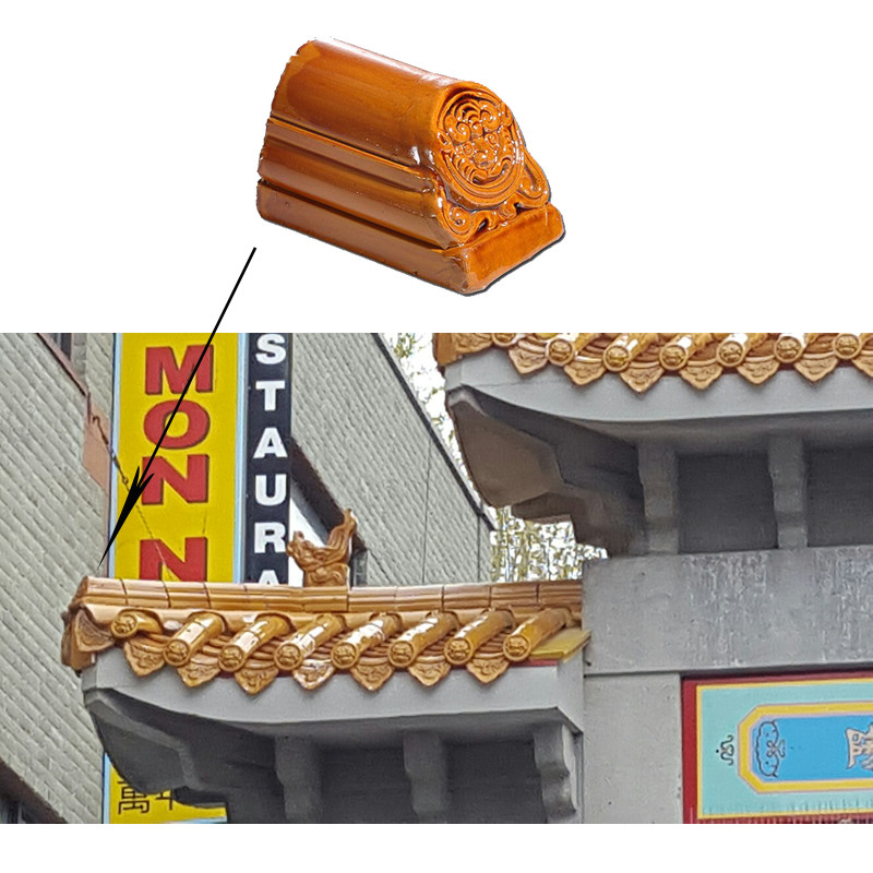 Chinese Style Glazed Roofing Tiles Decorative Ridge End Yellow Color ...