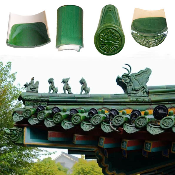 Chinese Traditional Green Clay Tiles for Garden Pavilion Temple Roof