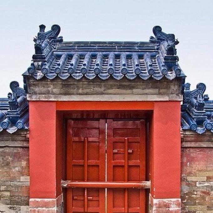 Asian style blue glazed Chinese entrance tiles for archway roof